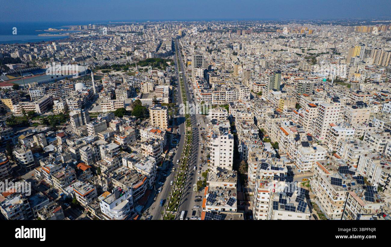 Aerial view of Latakia city, where massive wildfires are sweeping ...