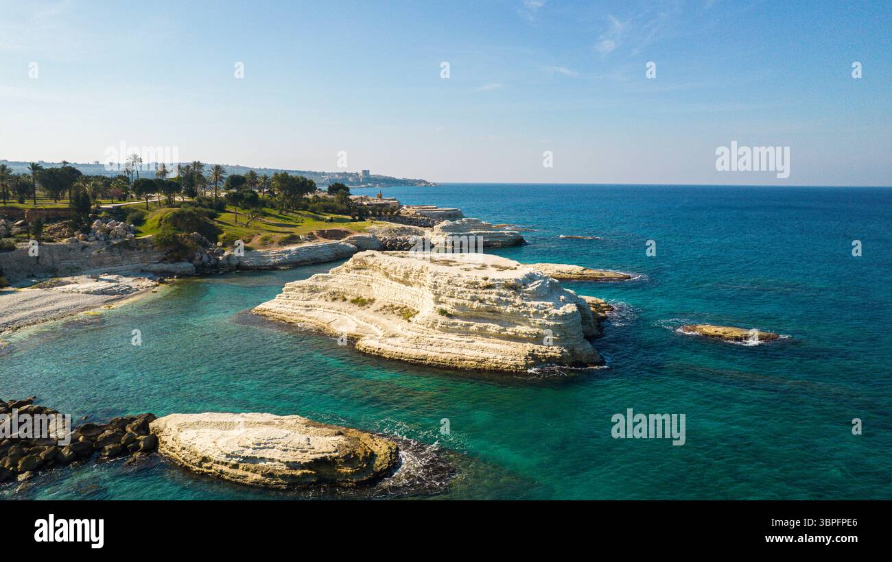 Drone footage cliffs rocks sea hi-res stock photography and images - Alamy