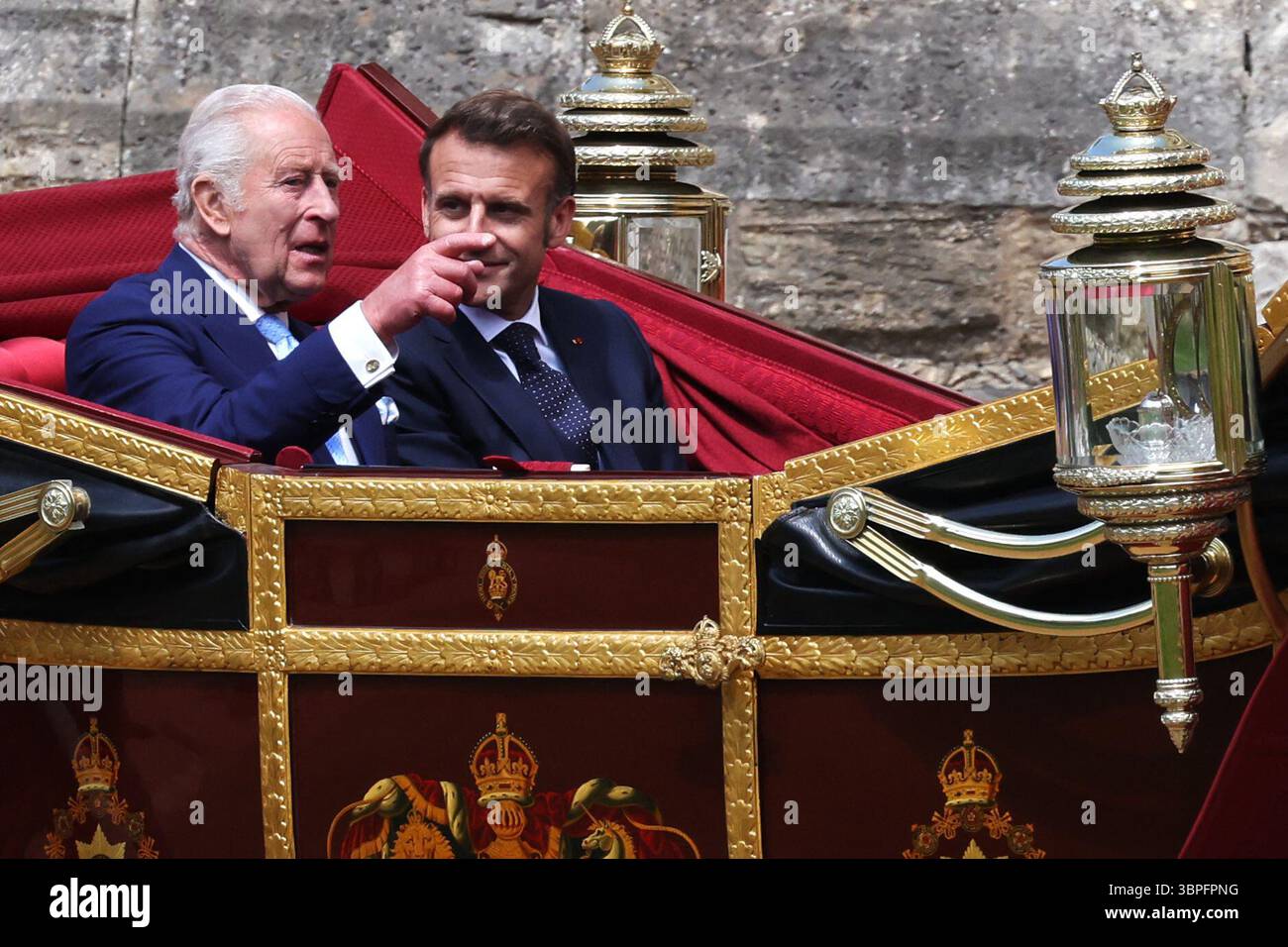 Windsor, UK. 08th July, 2025. Britain's King Charles III and France's ...