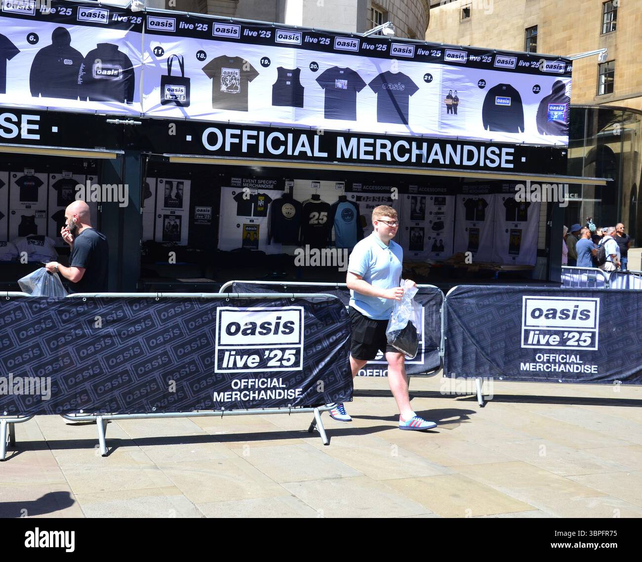 Manchester, UK, 8th July, 2025 Prices for Oasis Live '25 merchandise at ...
