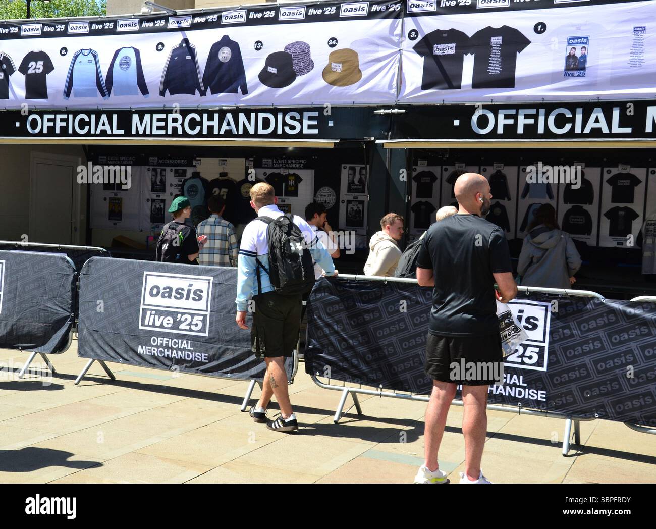 Manchester, UK, 8th July, 2025 Prices for Oasis Live '25 merchandise at ...