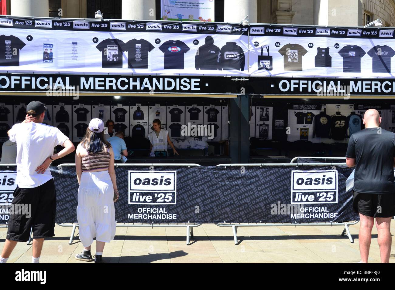 Manchester, UK, 8th July, 2025 Prices for Oasis Live '25 merchandise at ...