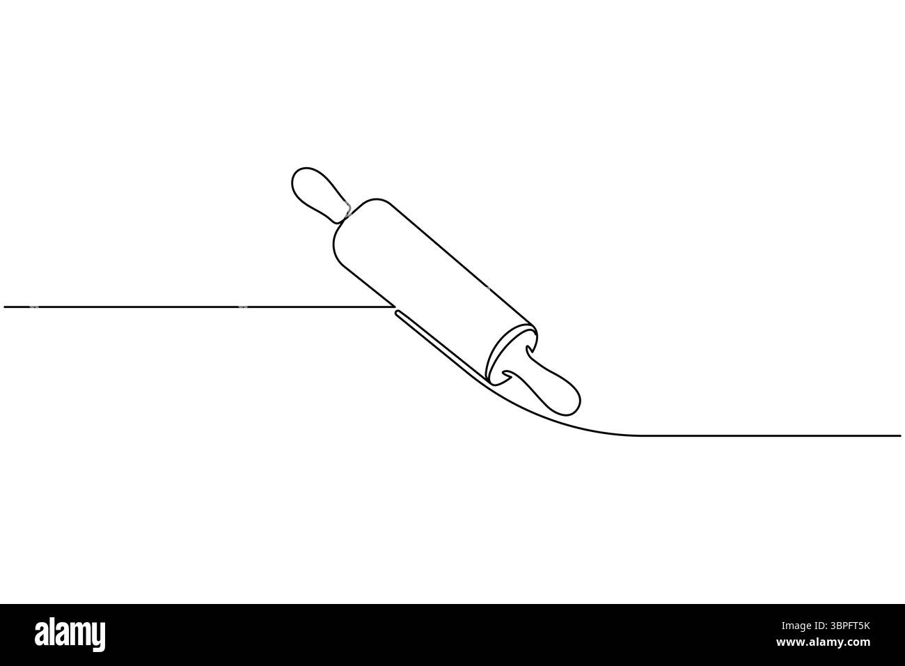 One line drawing of kitchen rolling pin for bakery tool minimalist ...
