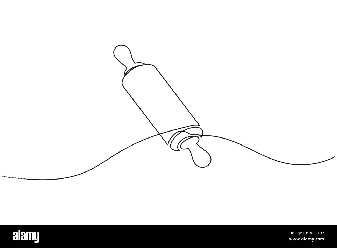 One line drawing of kitchen rolling pin for bakery tool minimalist ...