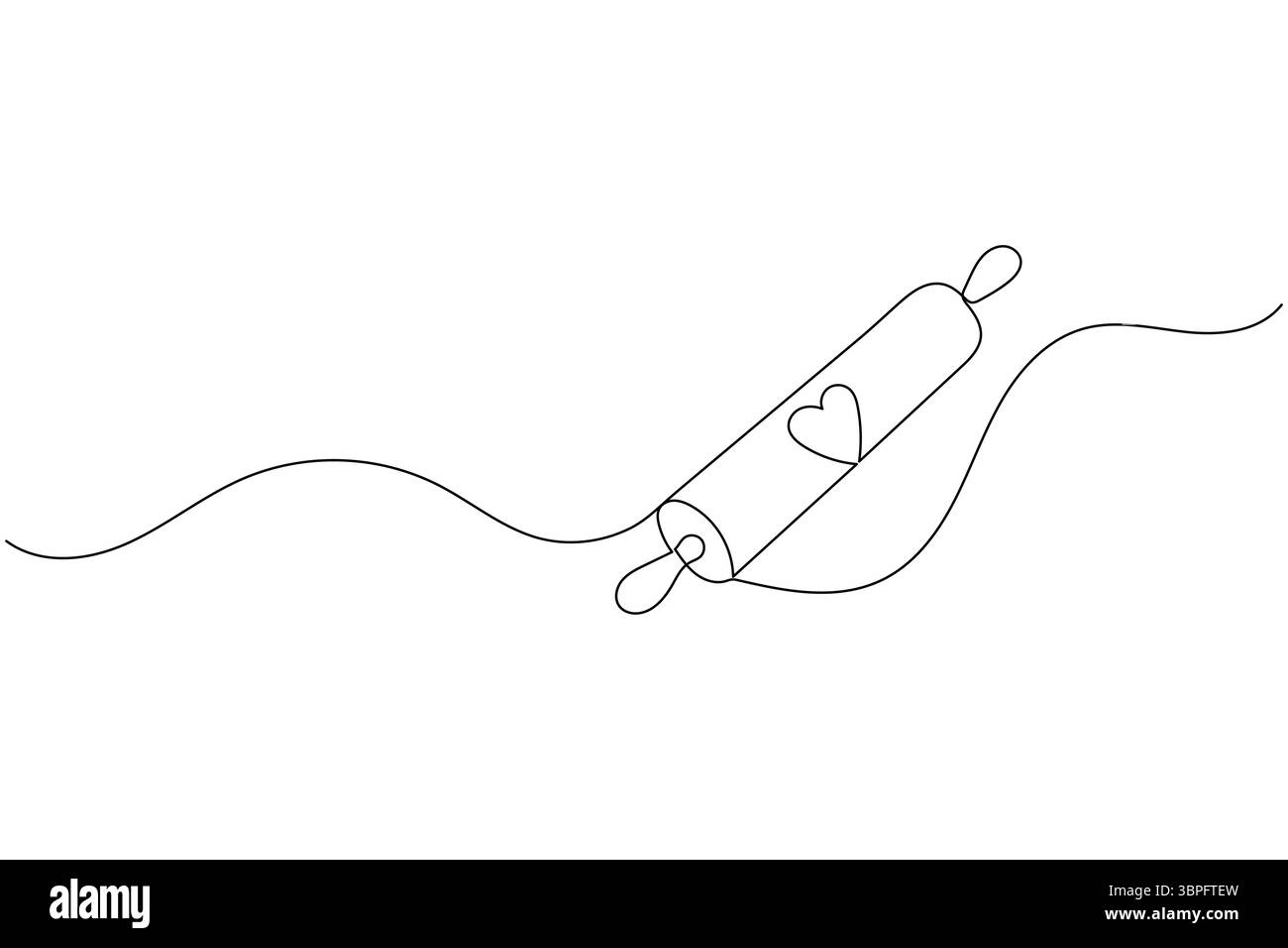 One line drawing of kitchen rolling pin for bakery tool minimalist ...
