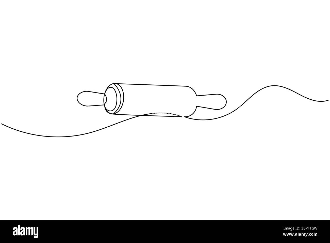 One line drawing of kitchen rolling pin for bakery tool minimalist ...