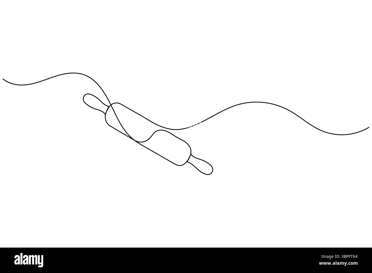 One line drawing of kitchen rolling pin for bakery tool minimalist ...