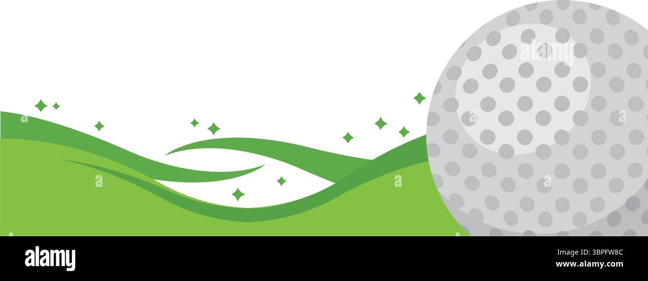 Golf border with green curved wave and landscape background Stock ...
