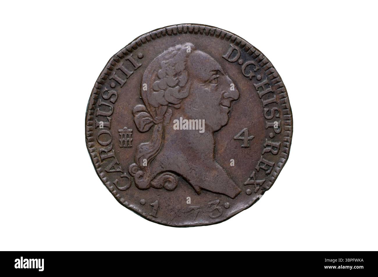 4 Maravedis Coin of King Charles III of Spain Stock Photo - Alamy