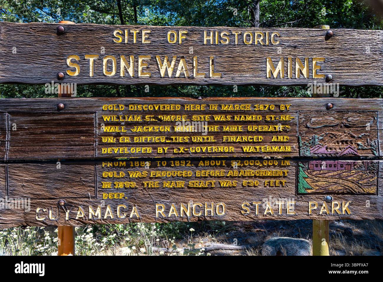 Information board at the site of historic Stonewall Mine. Cuyamaca ...