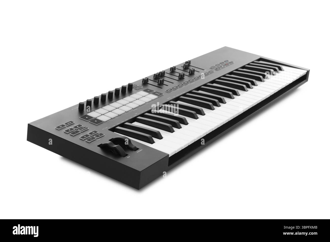 One portable MIDI keyboard isolated on white Stock Photo - Alamy