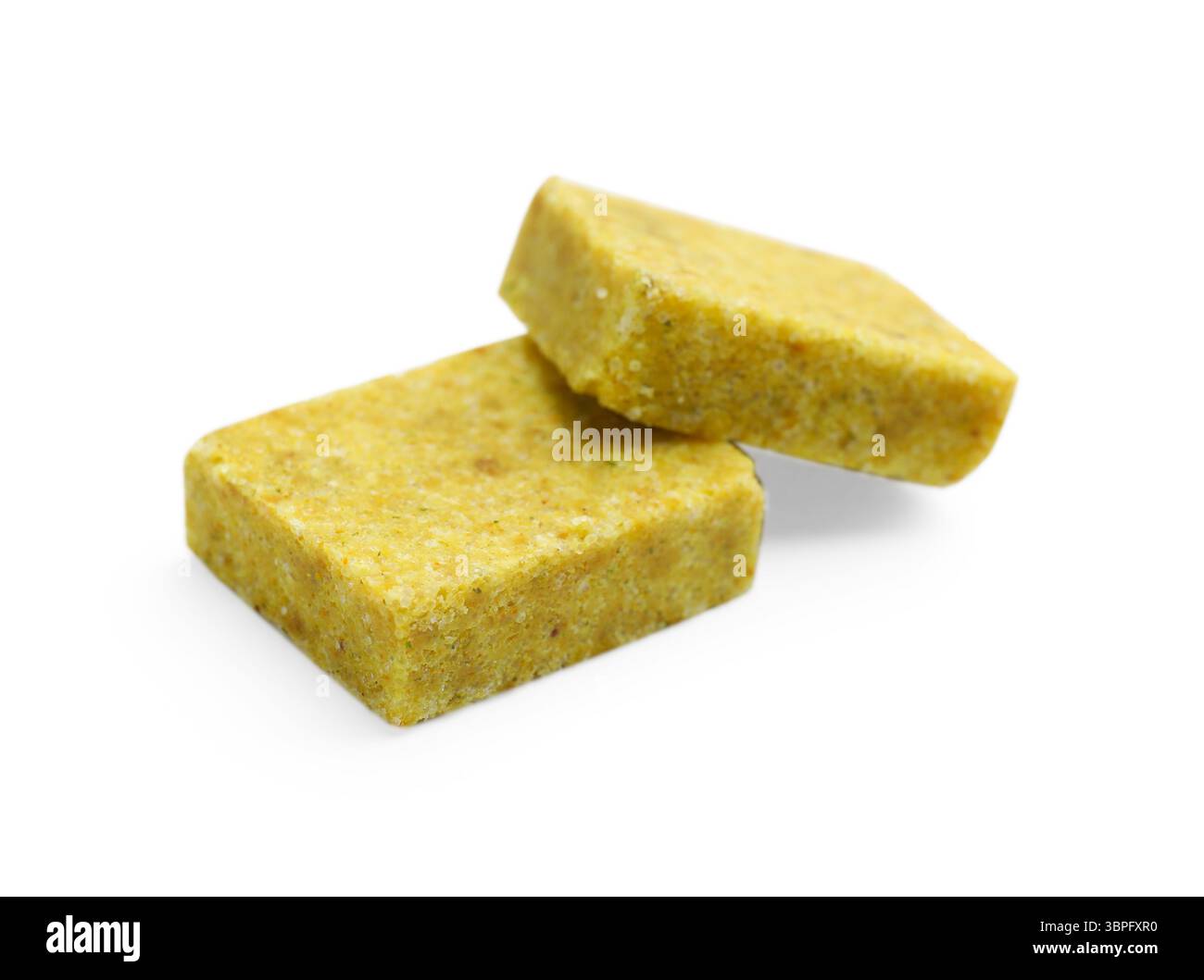 Tasty aromatic bouillon cubes isolated on white Stock Photo - Alamy