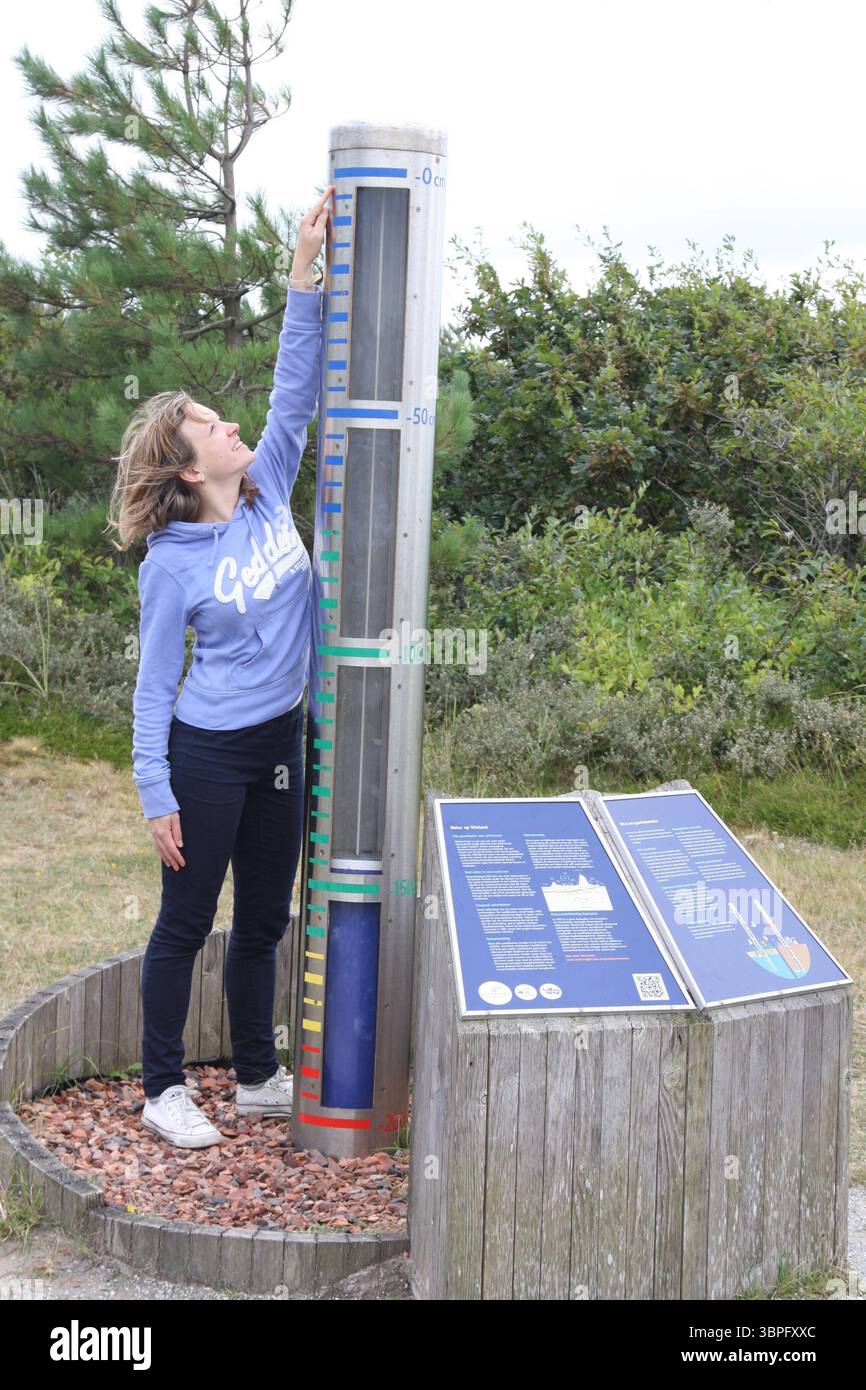 Netherlands, A groundwater meter on the Dutch island of Vlieland ...