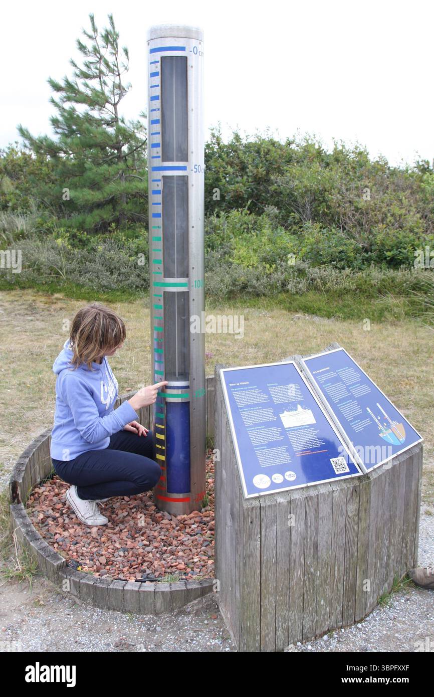 Netherlands, A groundwater meter on the Dutch island of Vlieland ...
