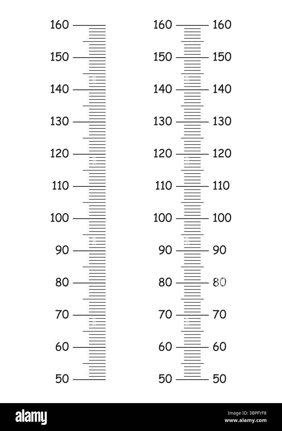 Set of Kids height chart from 50 to 160 centimeters. Template for wall ...