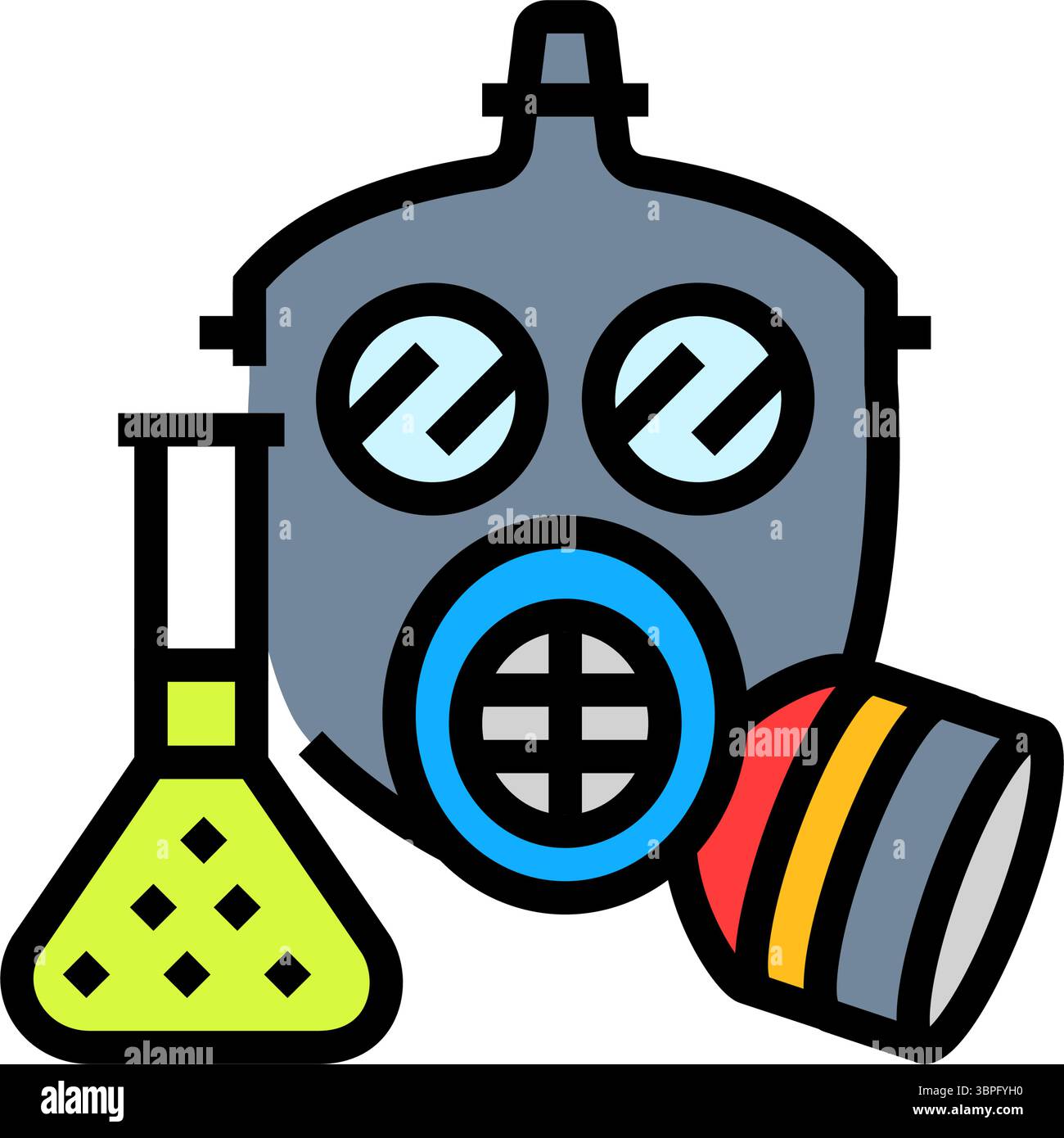 gas mask flasks chemical pollution color icon vector illustration Stock ...
