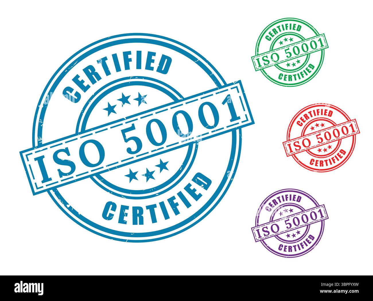 A Energy System Certification Badge Set, ISO 50001 Approved Vector ...