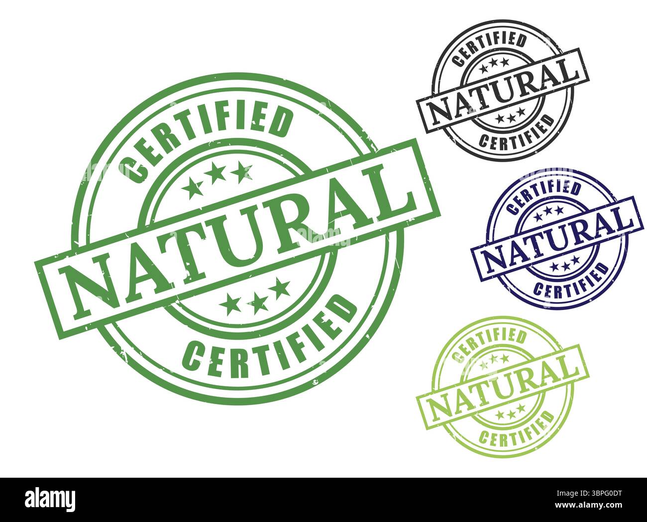 A Certified Natural Stamp Vector Set, Organic Product Label Stock ...