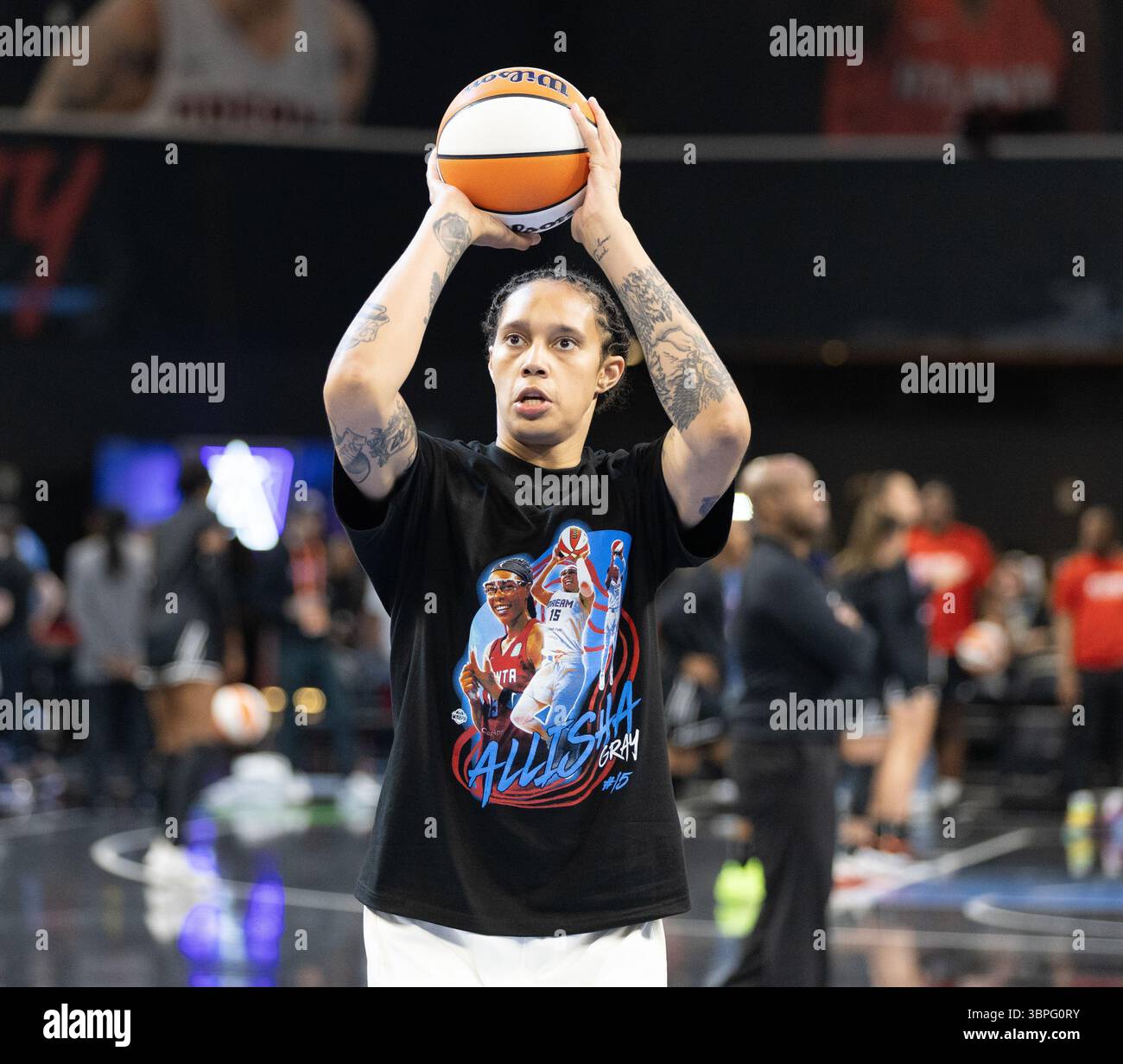 Golden State Valkyries take on Brittney Griner #42 and the Atlanta ...