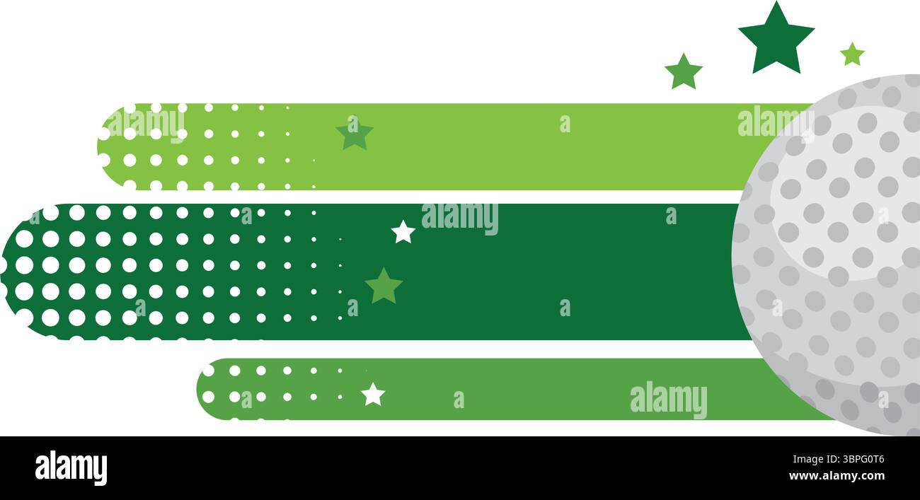Green stripe golf border banner with stars and ball Stock Vector Image ...
