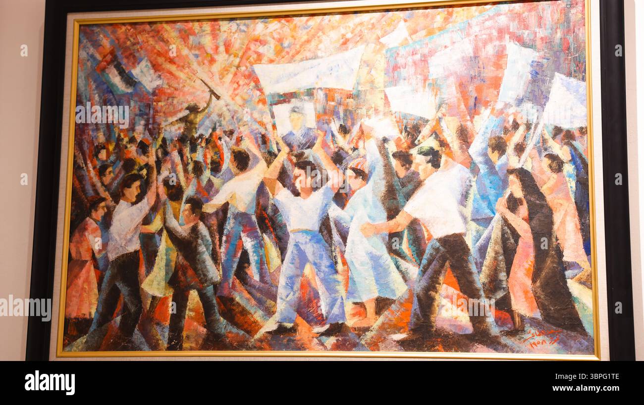 A colorful depiction of a crowd celebrating unity and activism during a ...
