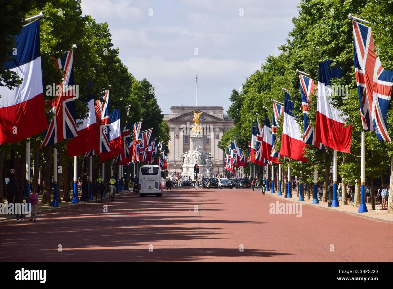 London, UK, 8th July 2025. French and Union Jack flags line The Mall ...