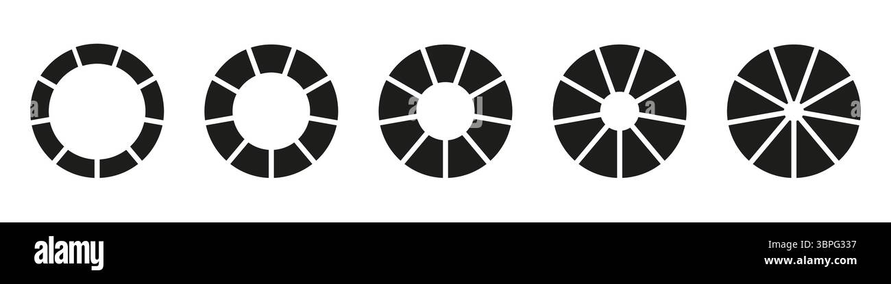 Wheels round divided in nine sections. Diagrams infographic set. Pie ...