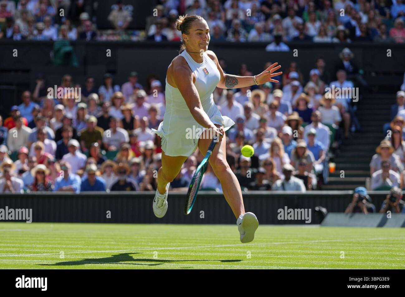 Aryana Sabalenka of Belarus returns to Laura Siegemund of Germany in a ...