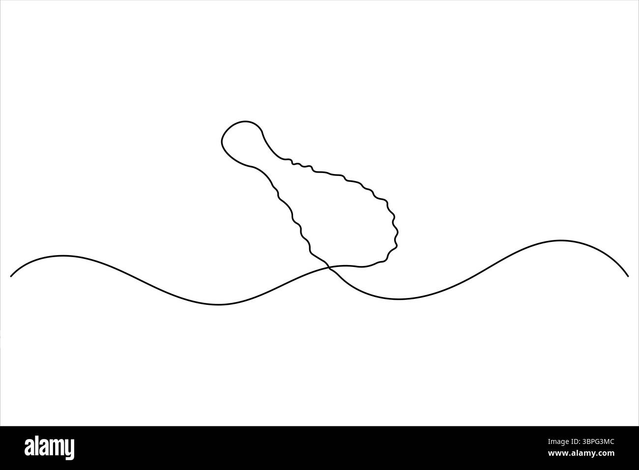 Fried chicken drumstick continuous one line drawing of white background ...