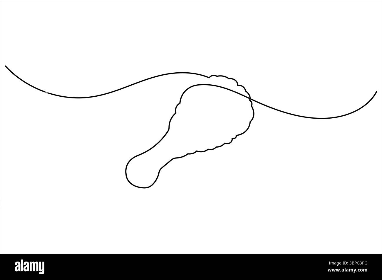Fried chicken drumstick continuous one line drawing of white background ...