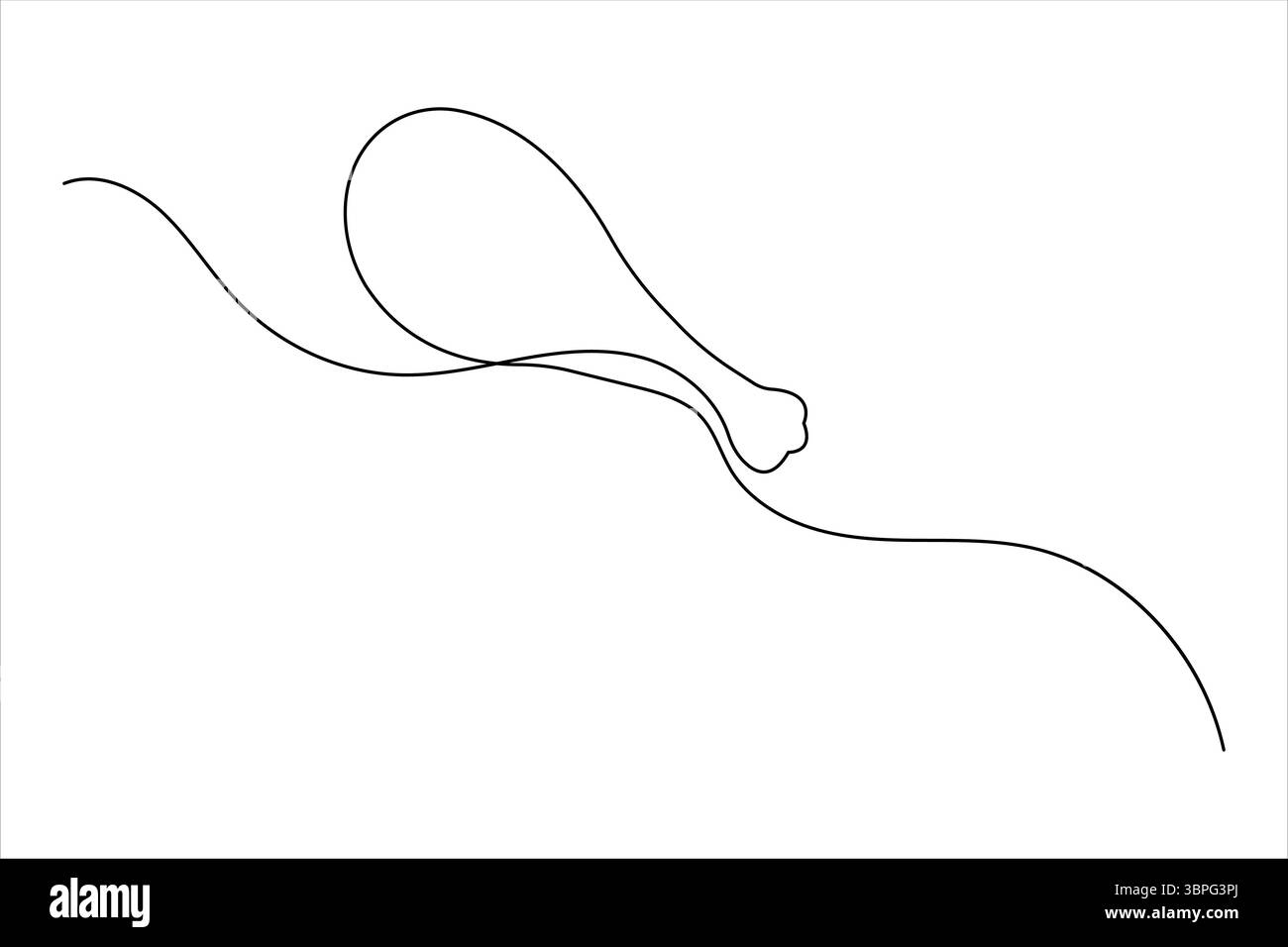 Fried chicken drumstick continuous one line drawing of white background ...