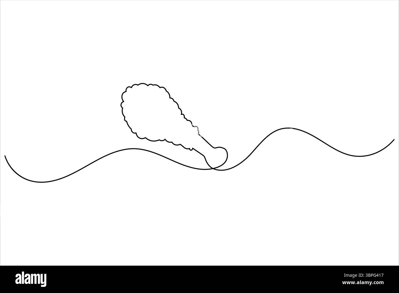 Fried chicken drumstick continuous one line drawing of white background ...