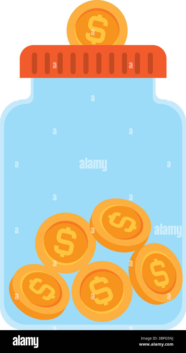 Raise money saving concept with glass jar and gold coins Stock Vector ...
