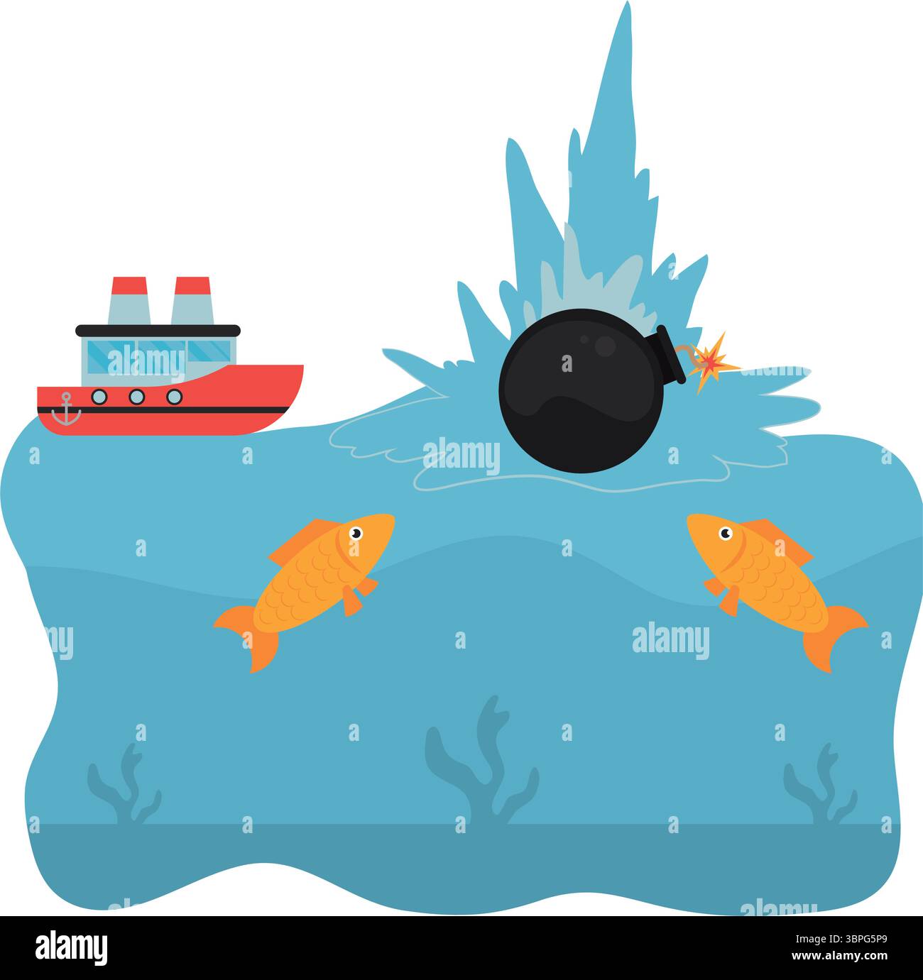 Explosion bomb sea Stock Vector Images - Alamy