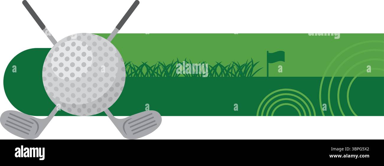 Golf border with green stripe and club equipment Stock Vector Image ...