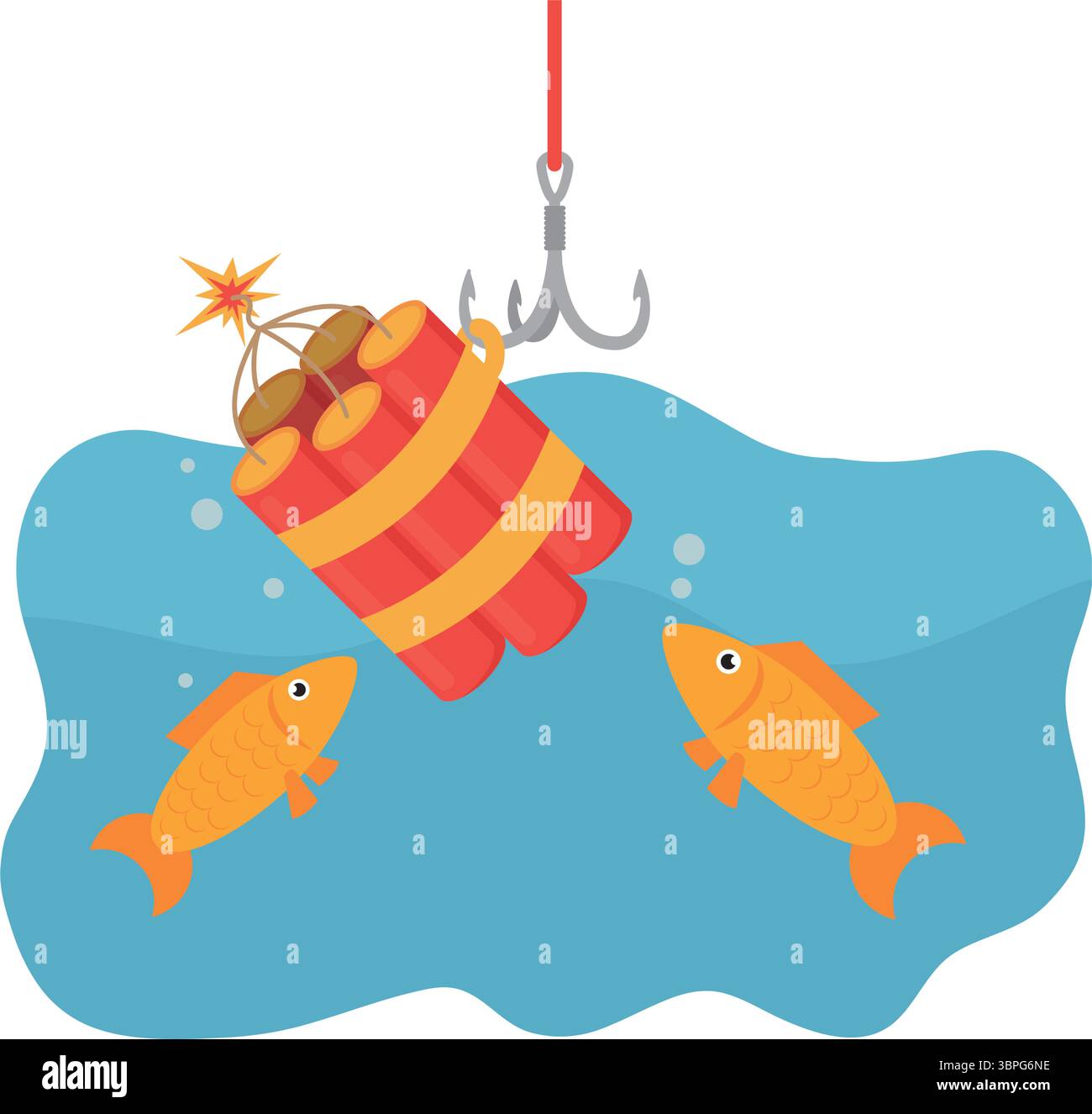 Illegal fish catch using fishing hook with dynamite underwater Stock ...