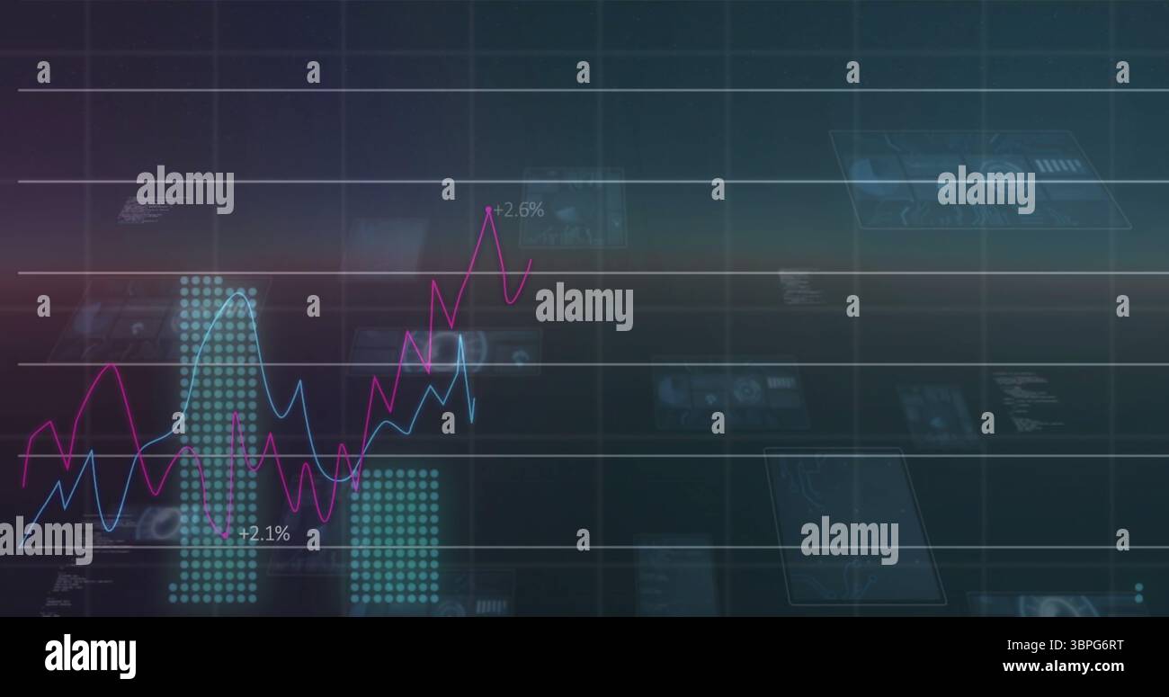 Animating graph data visualization over hi-res stock photography and ...