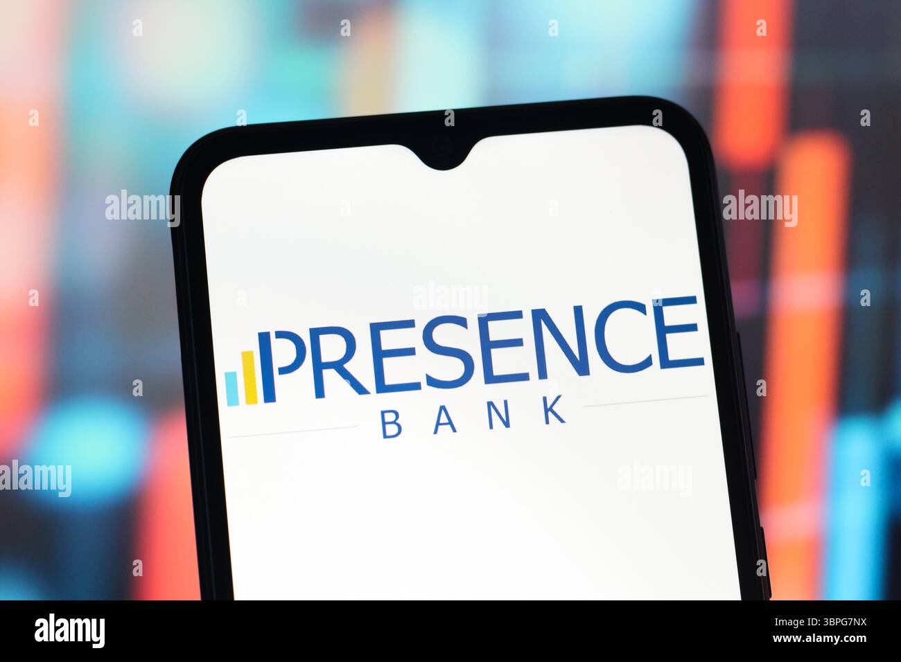 In this photo illustration, the Presence Bank logo is seen displayed on ...