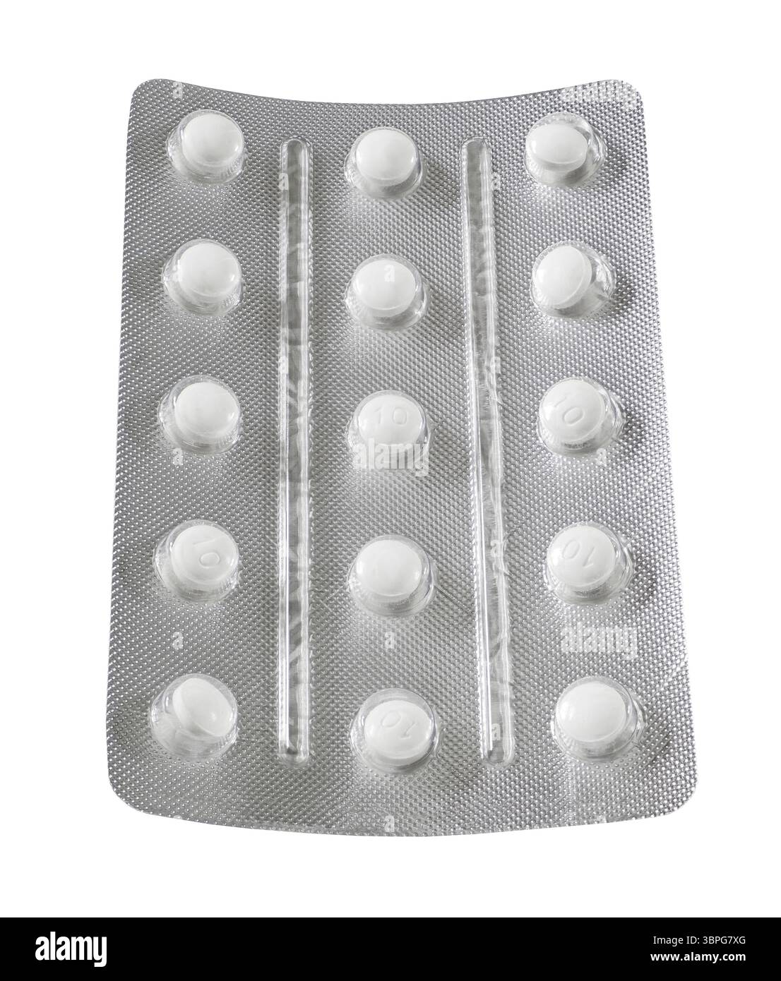 blister with white tablets, isolated on white background with clipping ...
