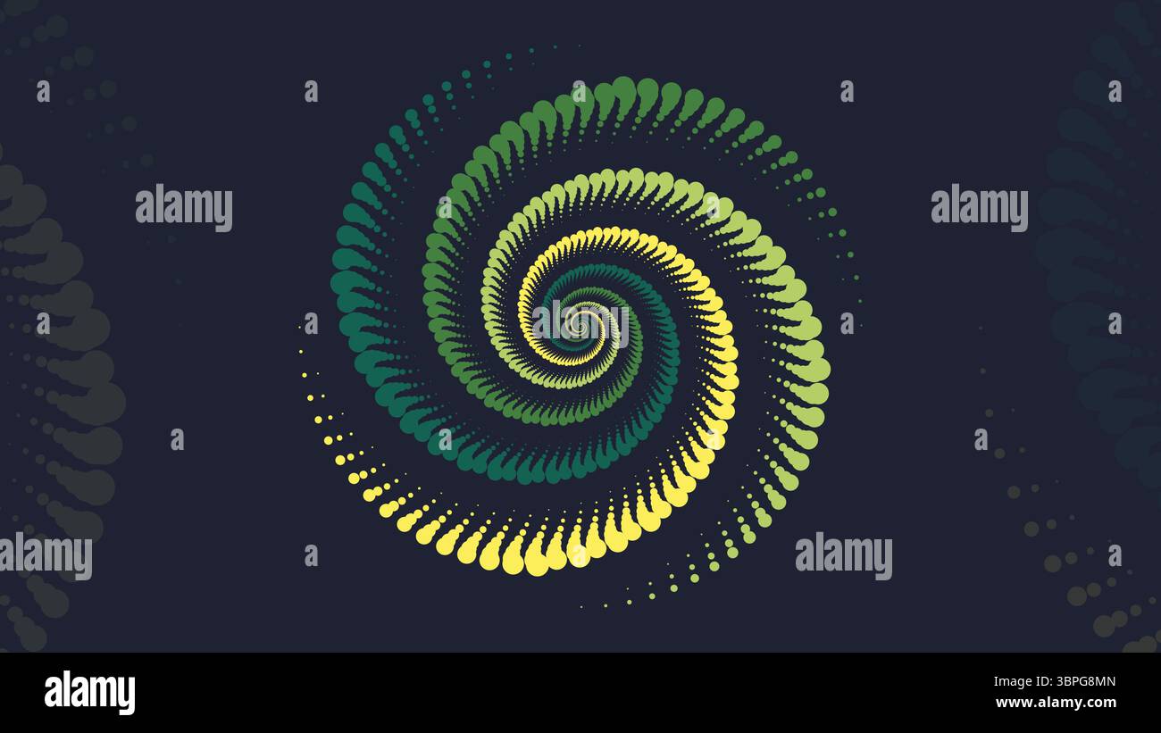 Radial halftone dot pattern forming spiral tunnel effect representing ...