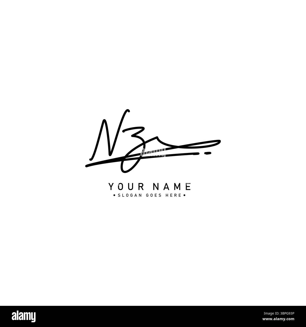 Handwritten Signature logo for Initial Letter NZ - Vector Logo Template ...