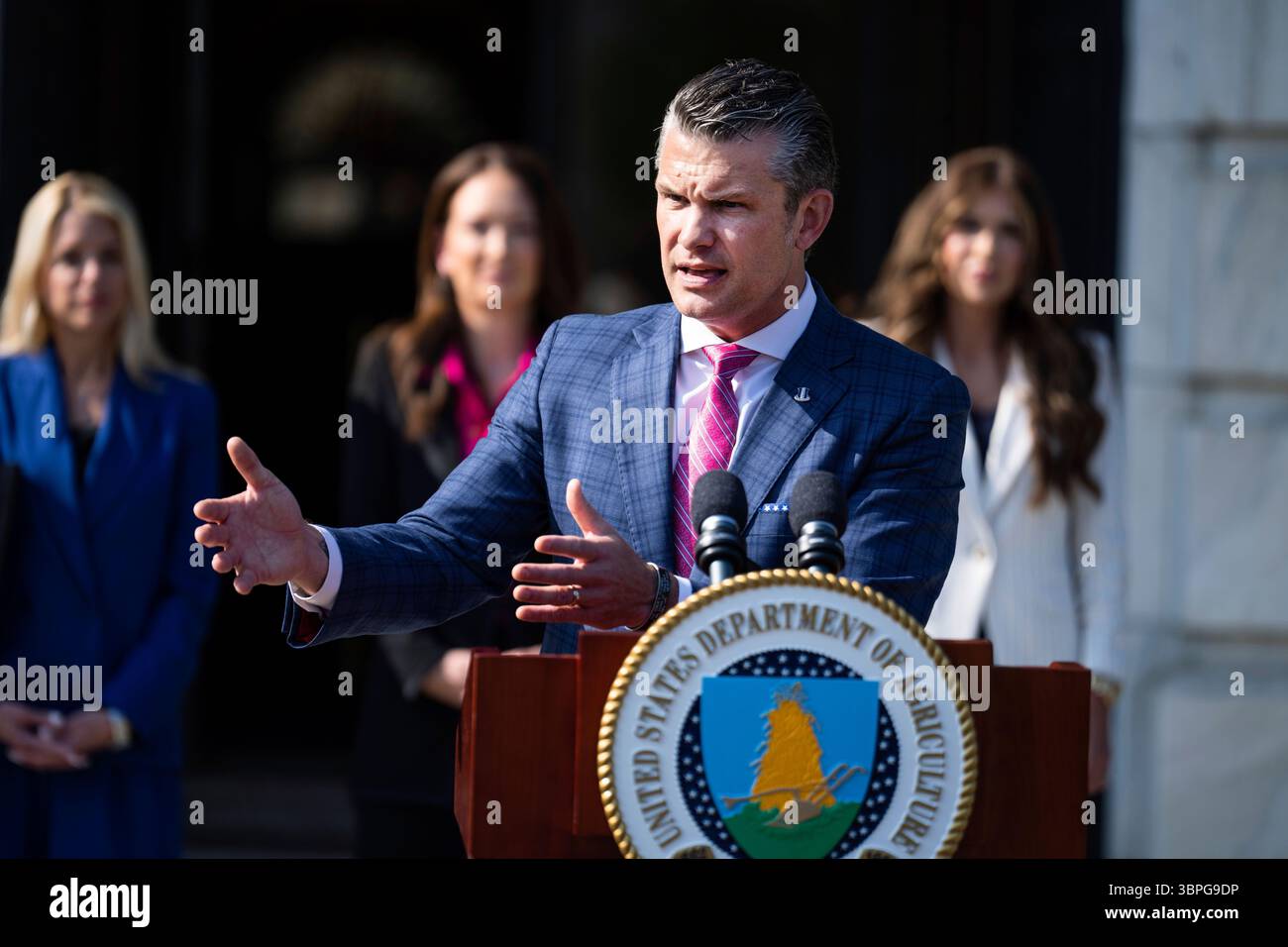 UNITED STATES - JULY 8: Defense Secretary Pete Hegseth speaks during a ...