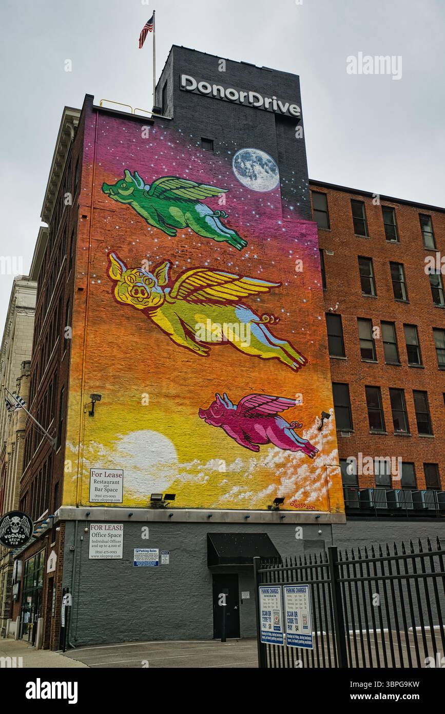 Flying Pigs art mural in downtown Cincinnati Ohio USA 2025 Stock Photo ...