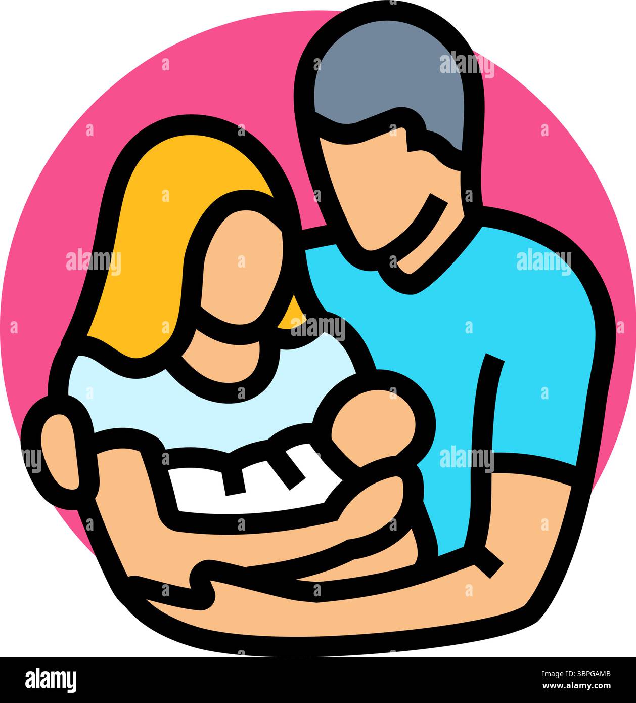 parents holding newborn baby color icon vector illustration Stock ...