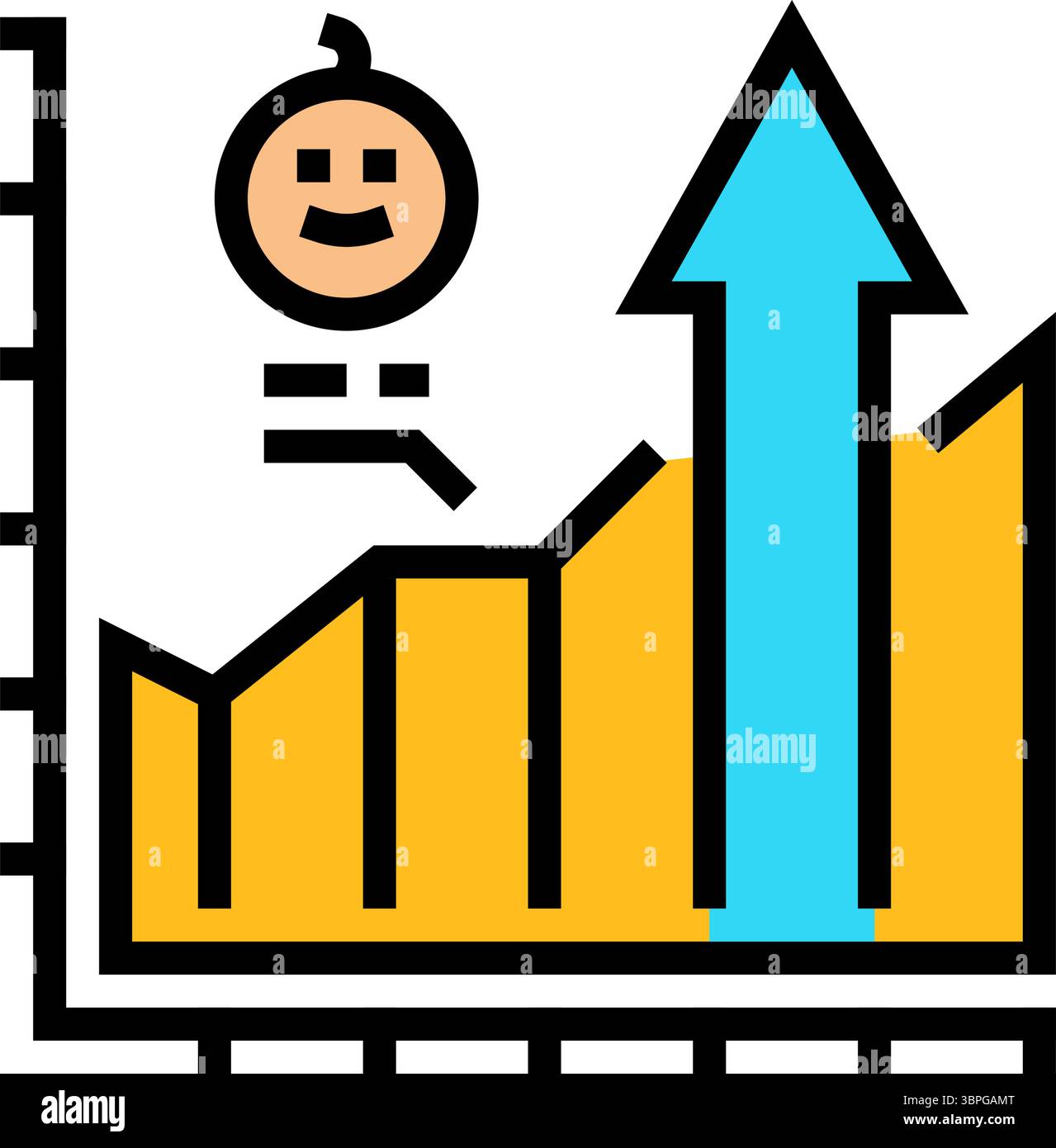rising birth rate chart upward arrow color icon vector illustration ...
