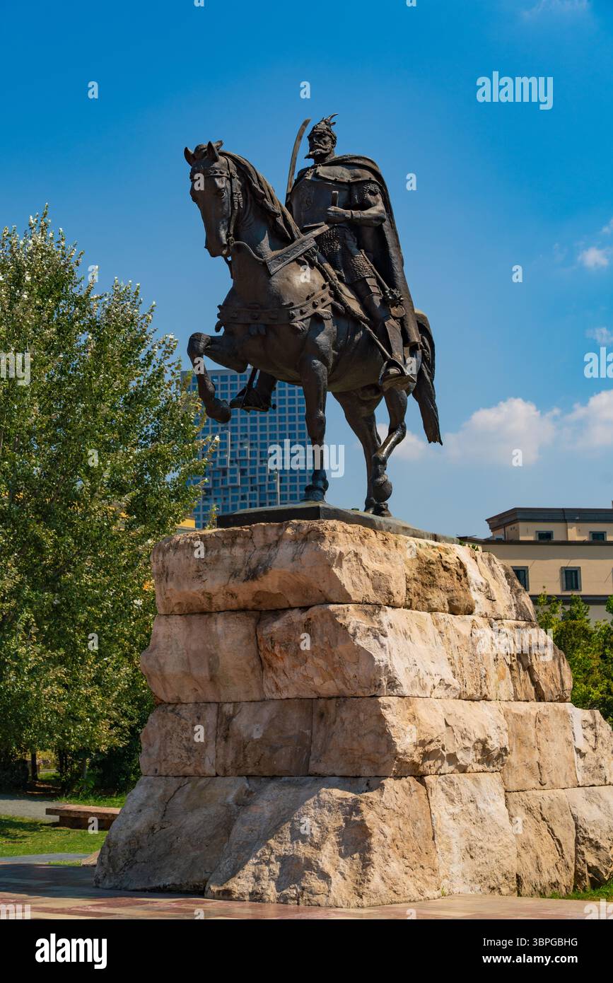 Skanderbeg Monument in the Skanderbeg Square in Tirana, Albania Stock ...