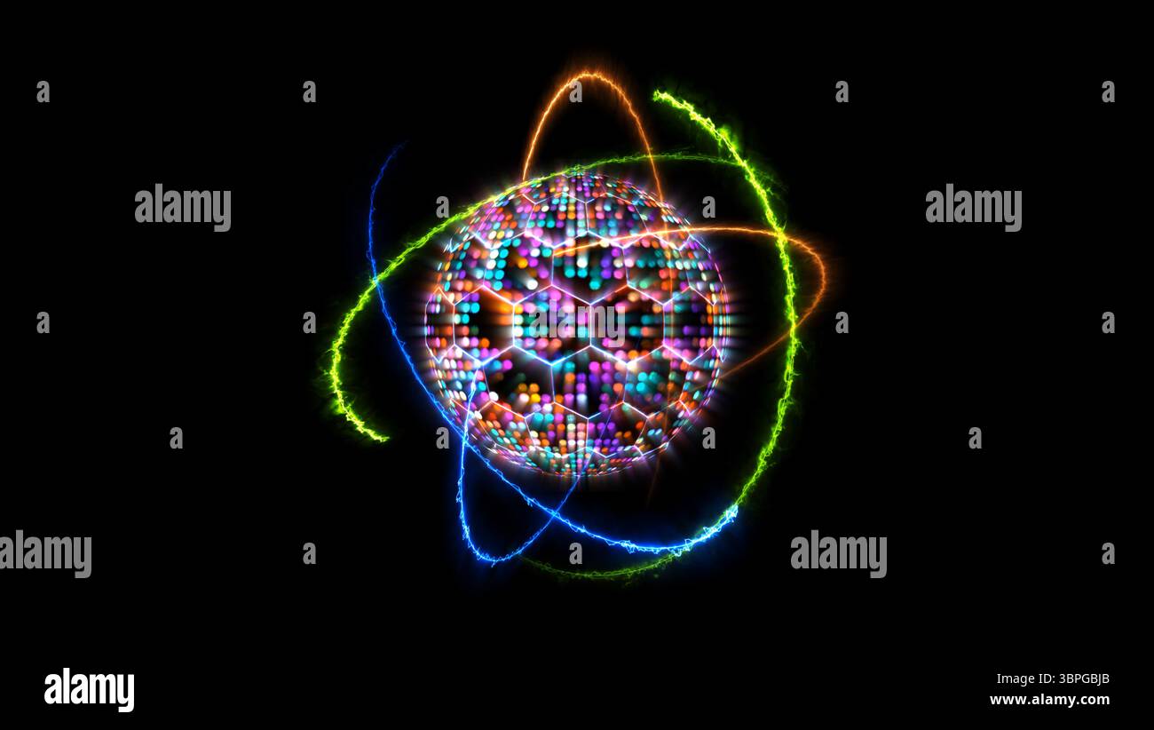 quantum futuristic computer animation abstract pastel tone light sphere ...