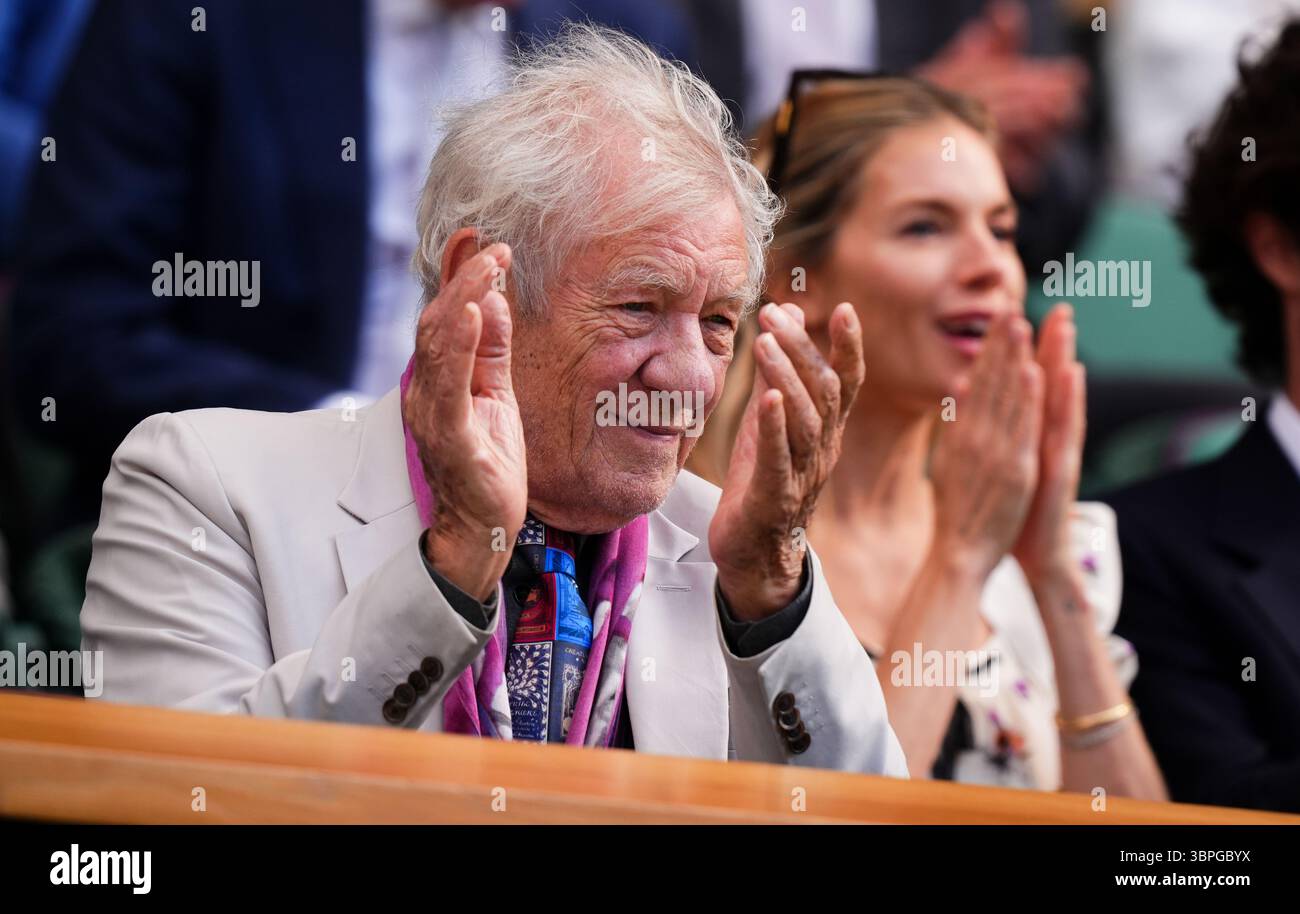 Sir Ian Murray McKellen in the Royal Box on day nine of the 2025 ...