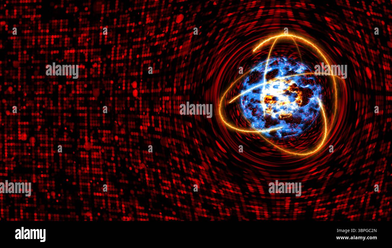 quantum light red core and futuristic computer animation abstract ...