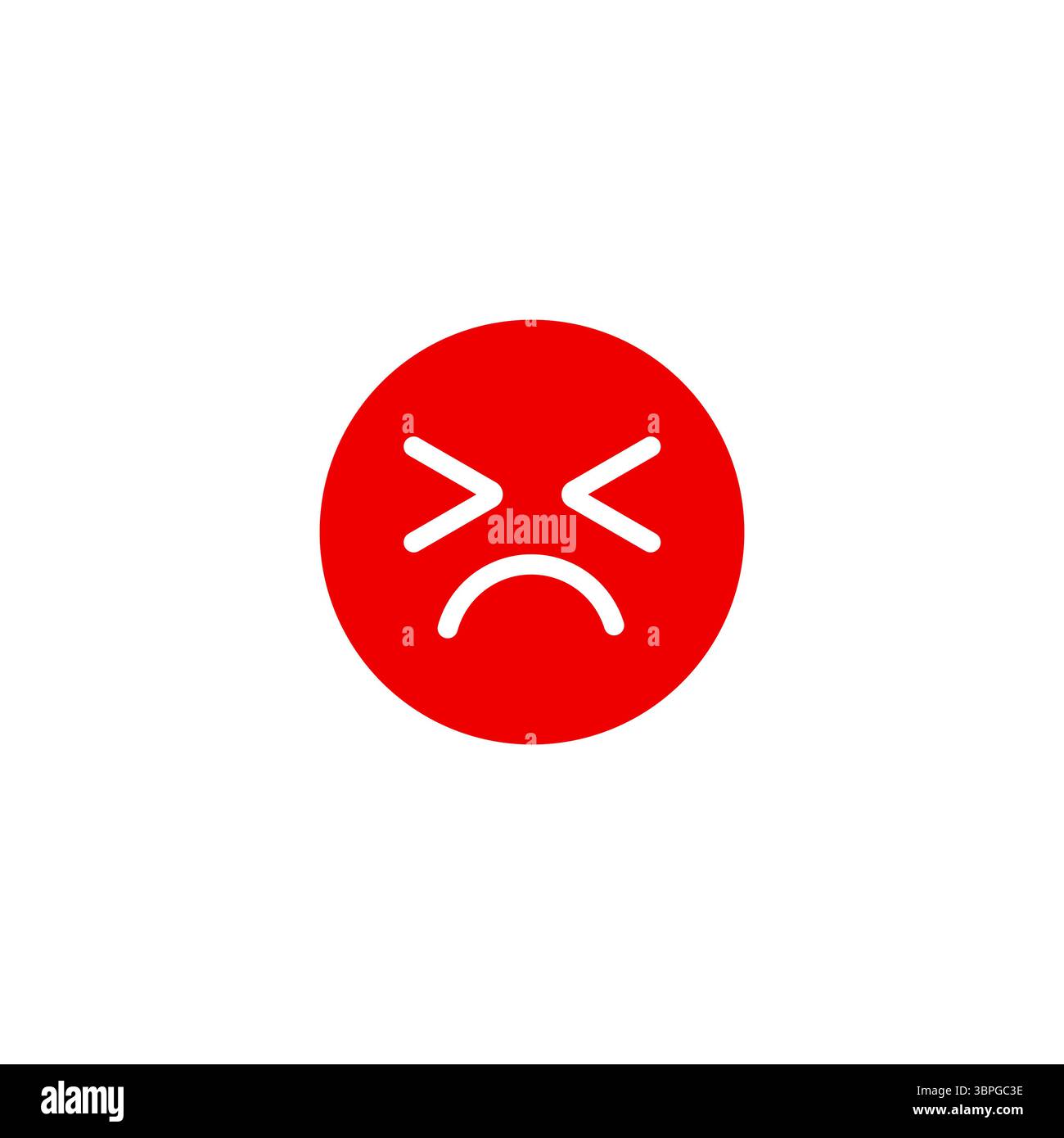 Icon of angry face in red circle expressing strong emotion and ...